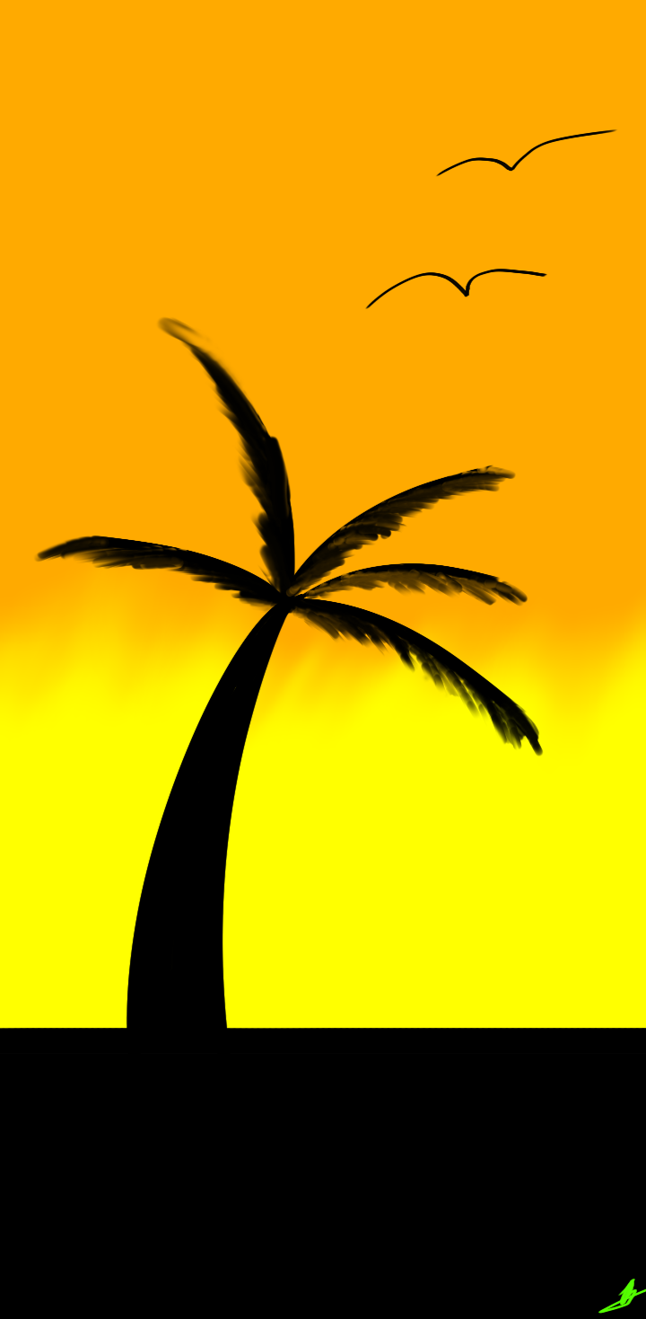 Palm tree sunset 🌇 🌴 - ibisPaint