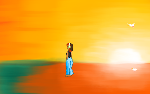 Evening strolls on the beach - ibisPaint