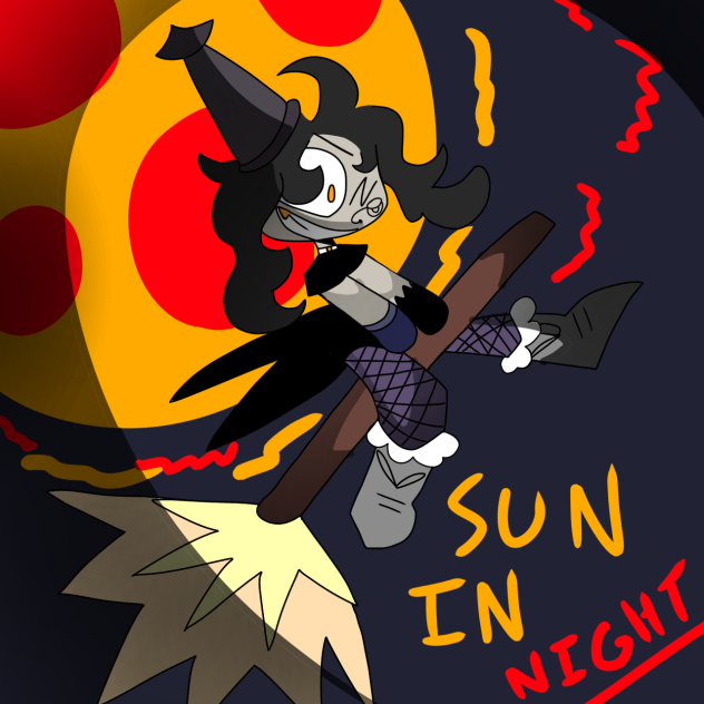 Sun in night. solar Panel my witch oc - ibisPaint