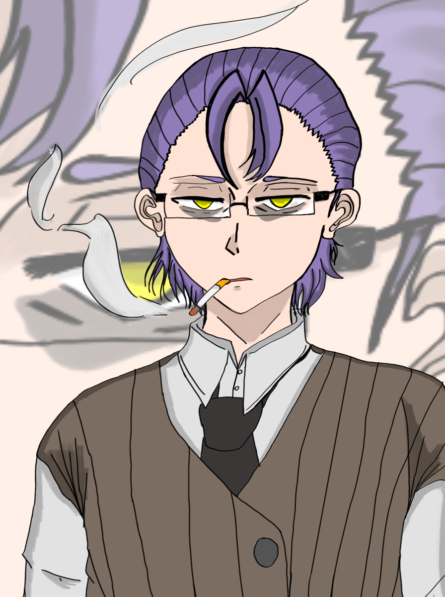 a very tired and bored purple haired guy - ibisPaint