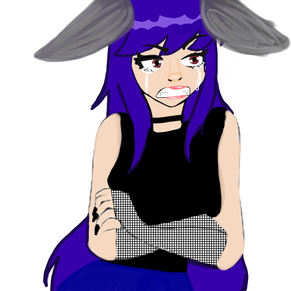 Crying emo wolf girl first drawing - ibisPaint