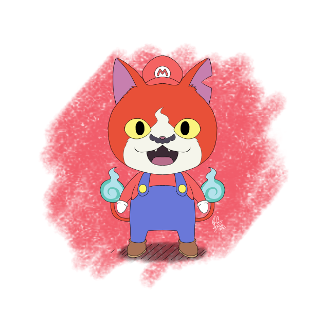 Marionyan (Jibanyan as Mario)(LINEART) - ibisPaint