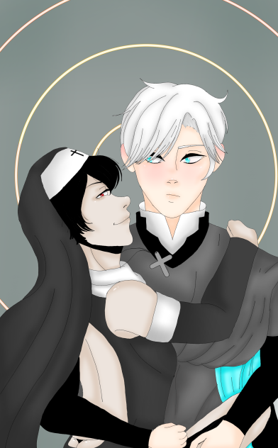 priest and demonic nun (boys love) - ibisPaint