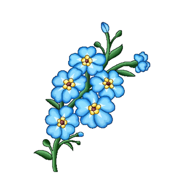 Blue forget me not flower (pixel) - ibisPaint