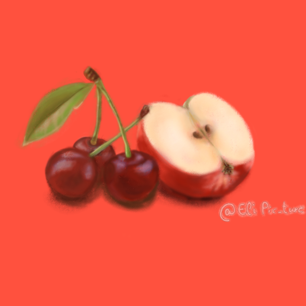 Apple and cherries - ibisPaint