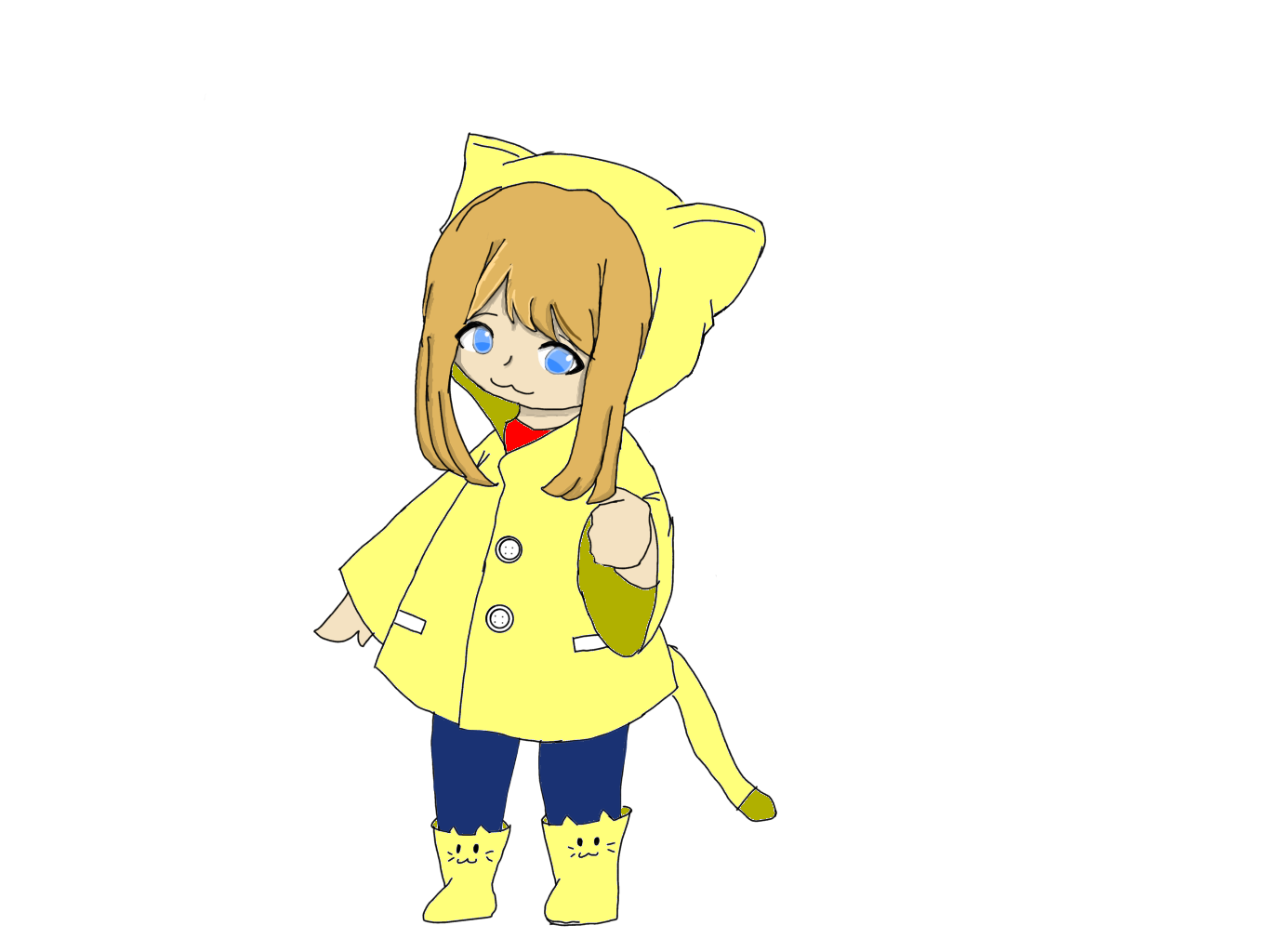 Chibi girl in an cat raincoat - ibisPaint