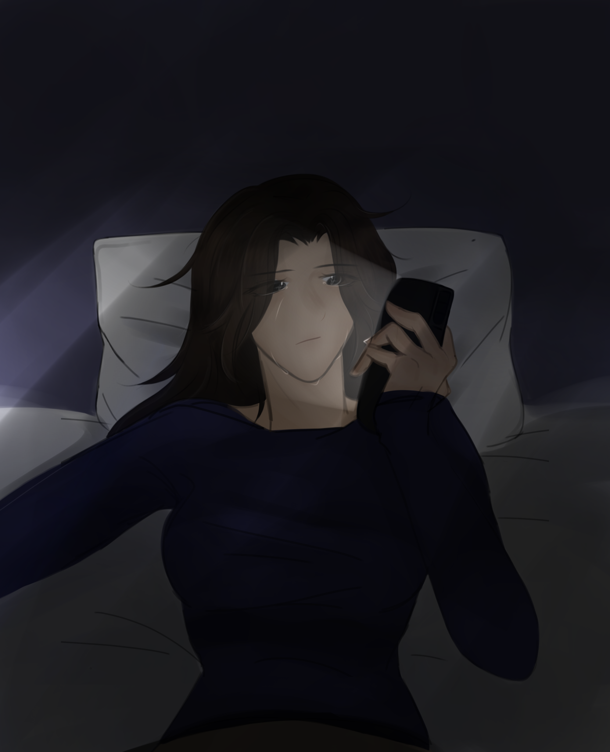 Sleepless from mental fatigue - ibisPaint