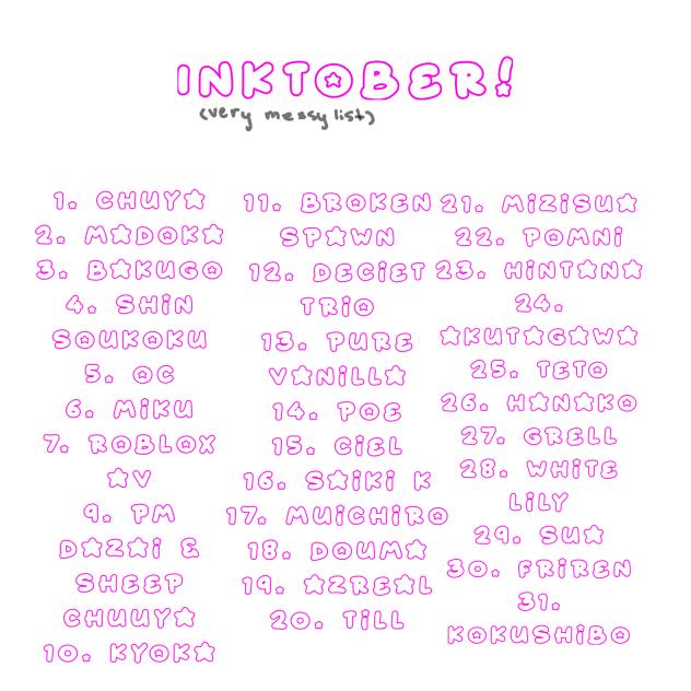 Inktober list for anyone! - ibisPaint
