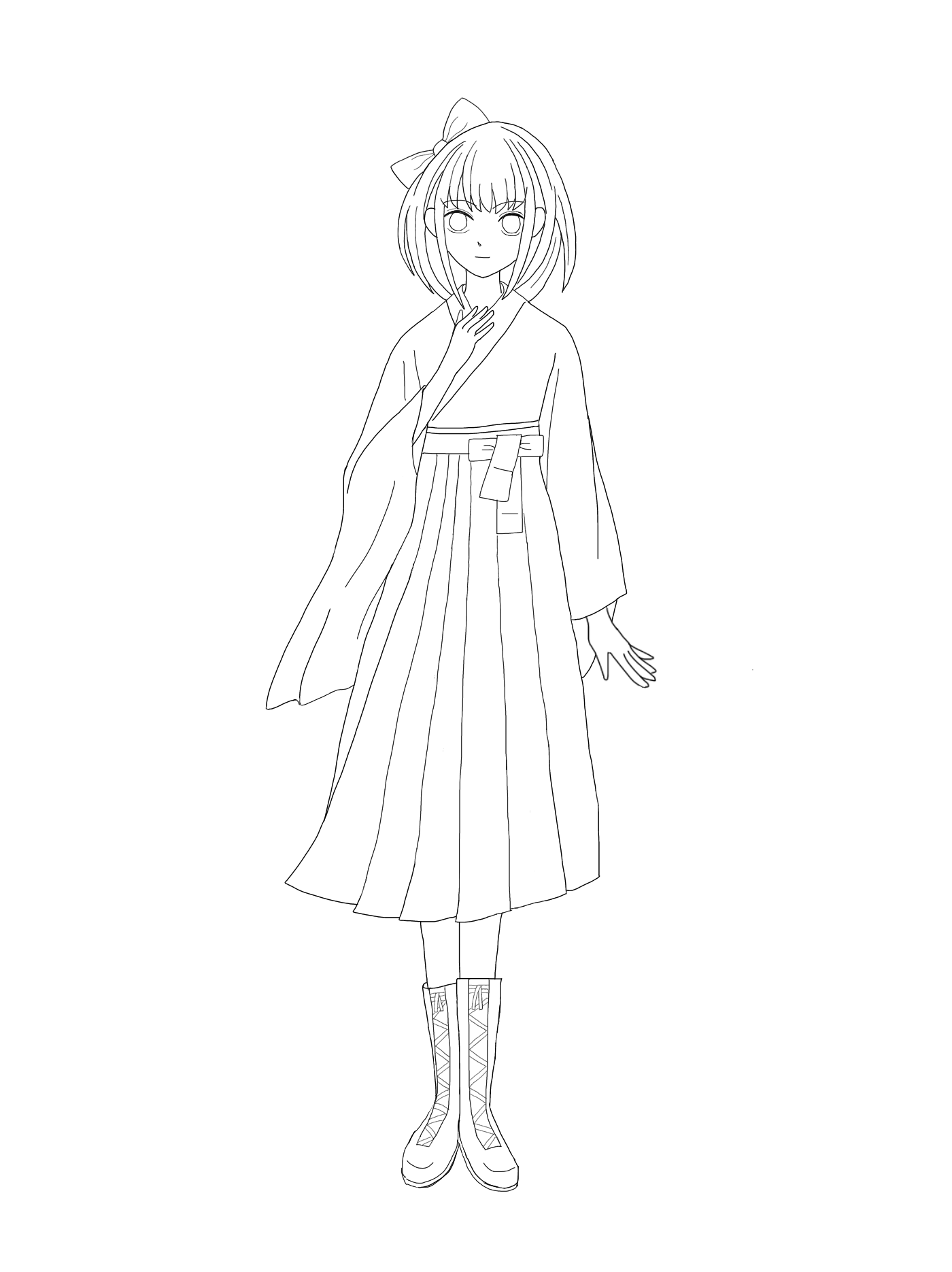 袴 hakama line drawing - ibisPaint