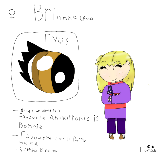 my FNAF Human OC Brianna reference sheet - ibisPaint