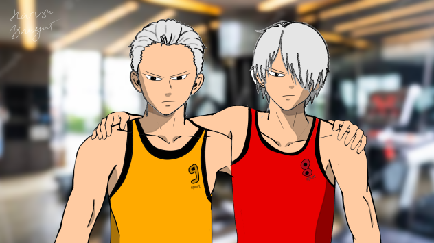 two crazy people in the gym - ibisPaint