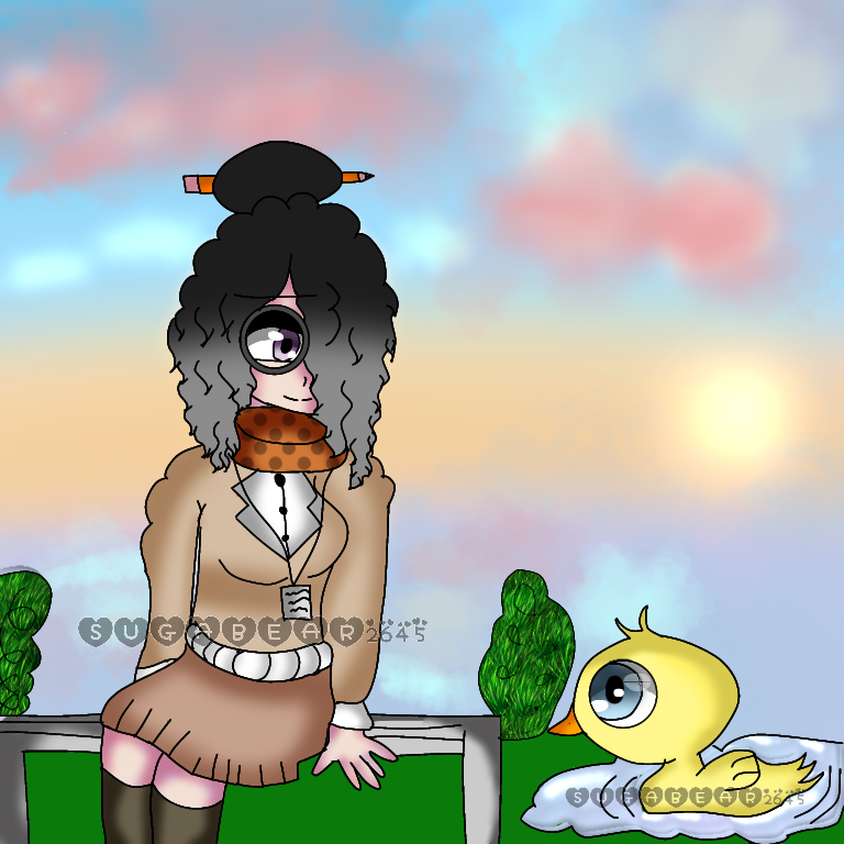 Mika with her pet duck - ibisPaint