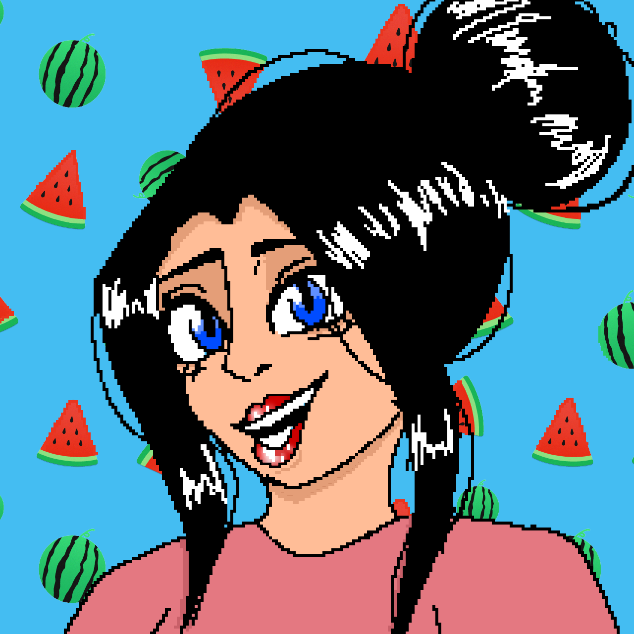 The girl and the red watermelon - ibisPaint