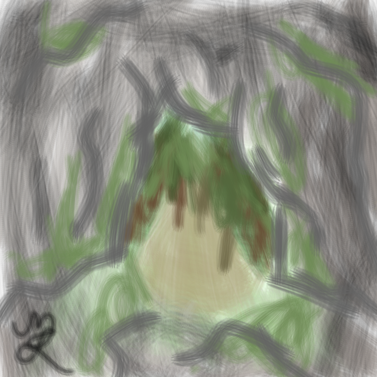 inside a mossy cave - ibisPaint