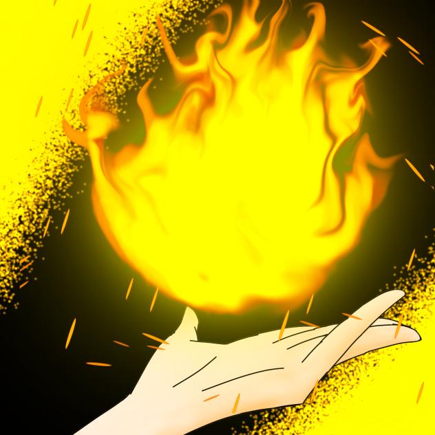 Flame on hand. - ibisPaint
