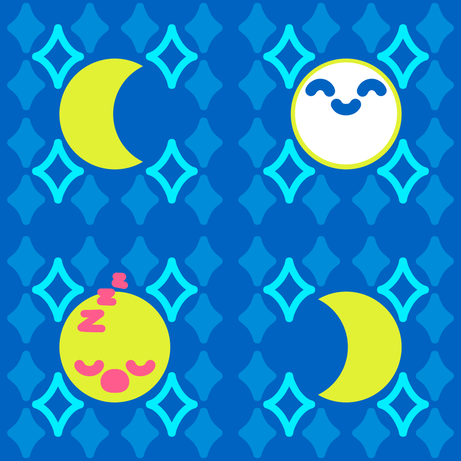 Faces of a sleeping moon pattern v2 - ibisPaint