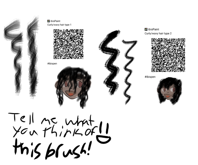 Curly and wavy hair type 1 and 2 - ibisPaint