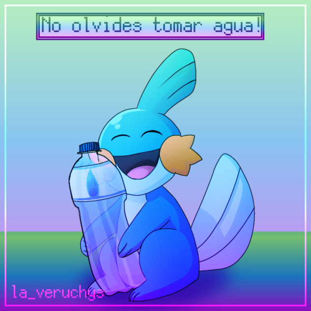 mudkip con una botella de agua 💙 - ibisPaint