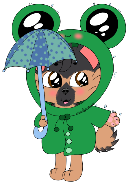 German Shepherd In Froggy Raincoat - ibisPaint