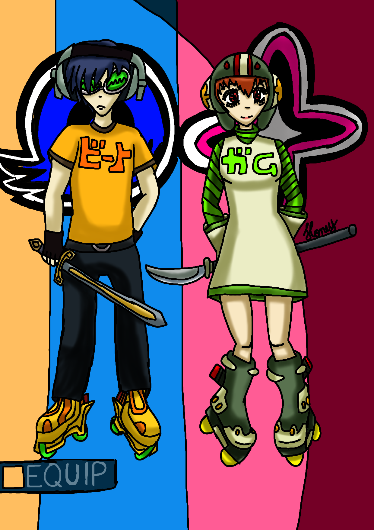 Makoto and Kotone as Beat and Gum! - ibisPaint