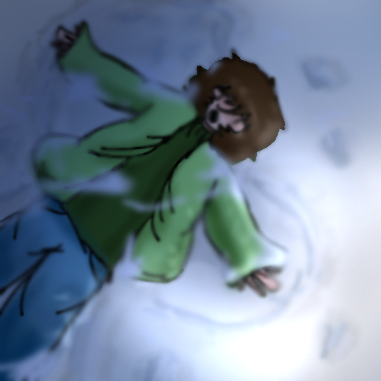 a girl lying on the snow - ibisPaint