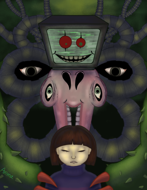 Undertale; Frisk and Omega Flowey - ibisPaint