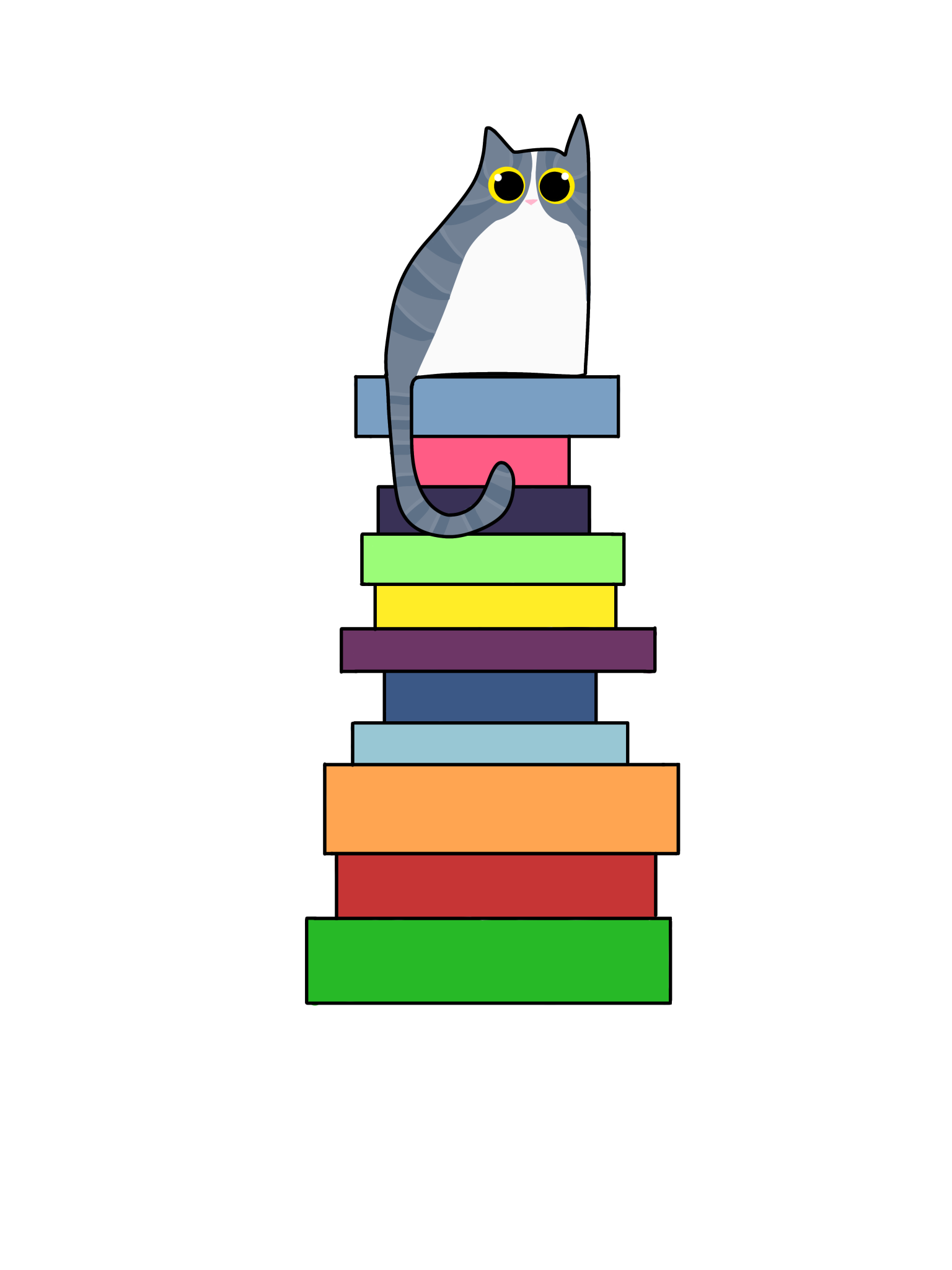Book Cat Stack - ibisPaint