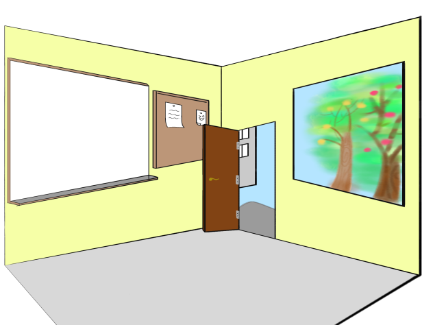 classroom with a scenery - ibisPaint