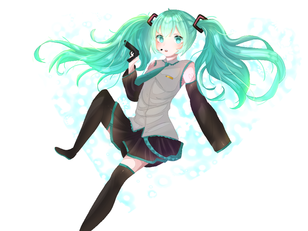 Hatsune miku with a gun ;) - ibisPaint