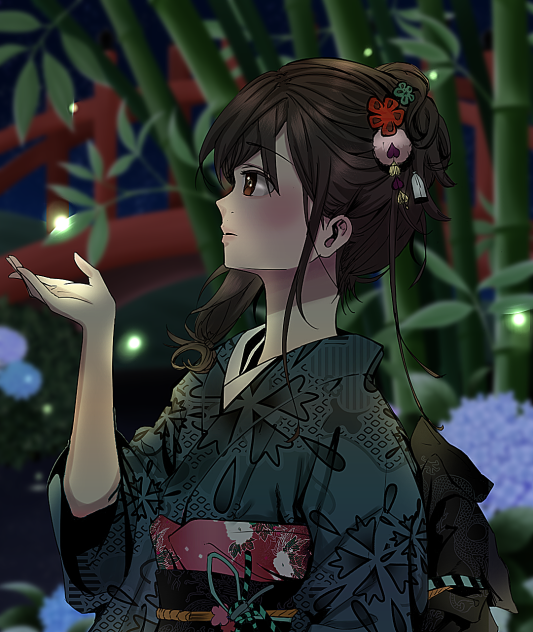 Kimono and Fireflies - ibisPaint