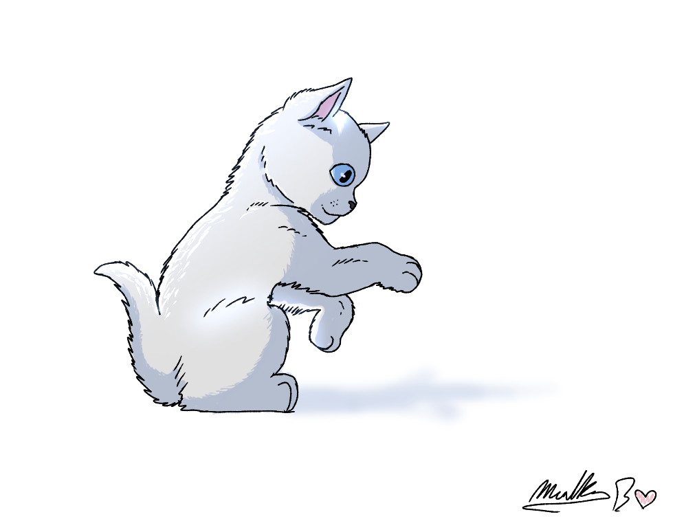 Cute Kitten Swatting at His Own Shadow - ibisPaint