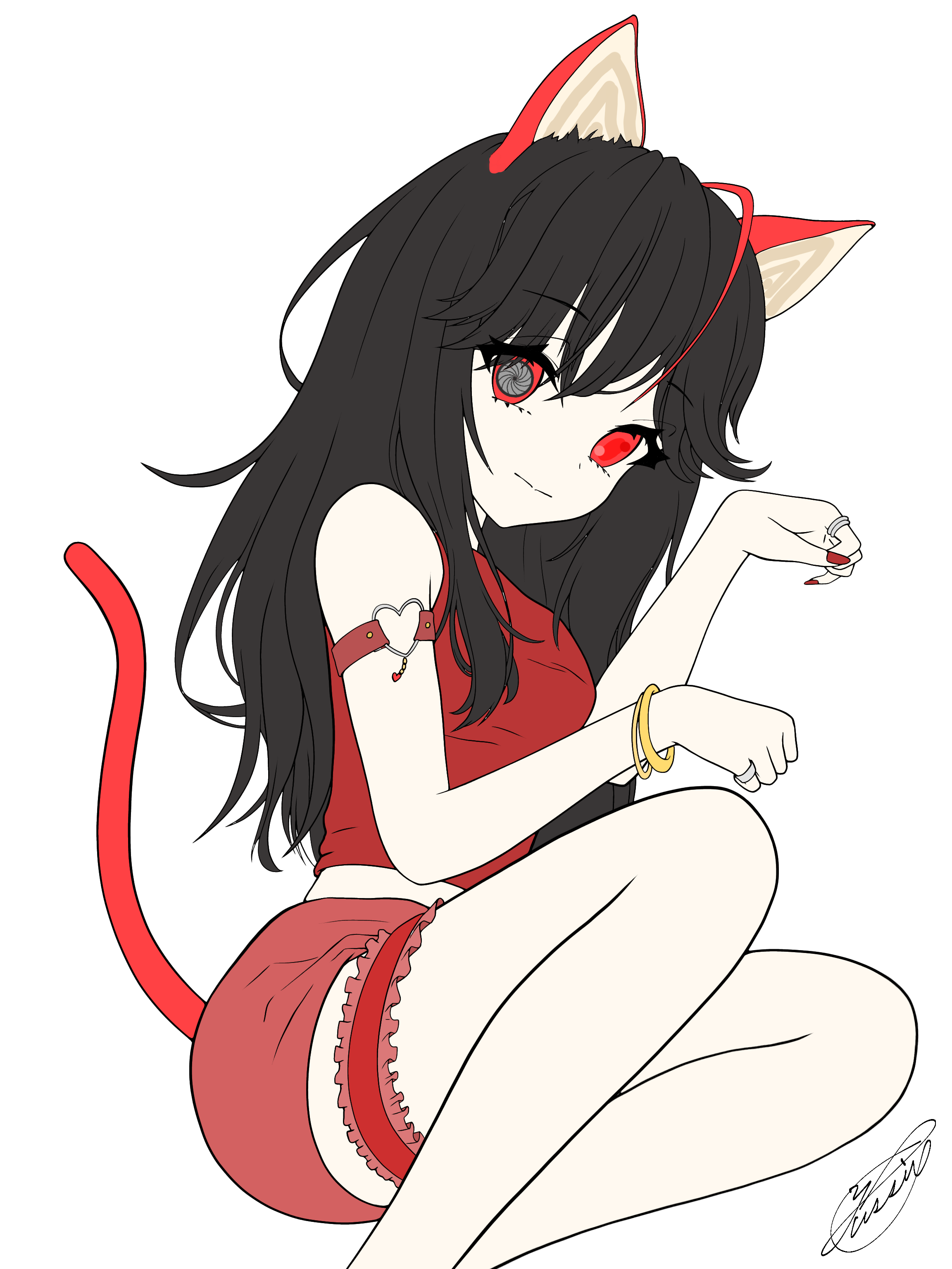 Cat Girl in my style without background - ibisPaint