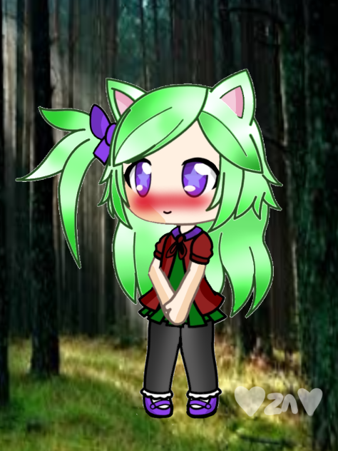 the mint cat in the dark deep woods - ibisPaint