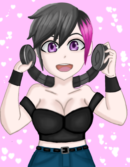 girl with headphones - ibisPaint