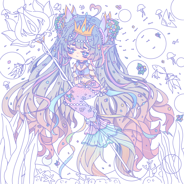 WIP-Mermaid princess-Chibi - ibisPaint