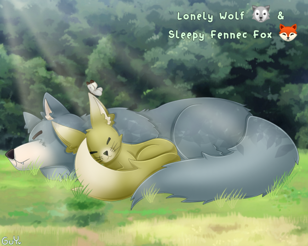 Lonely Wolf & Sleepy Fennec Fox - ibisPaint