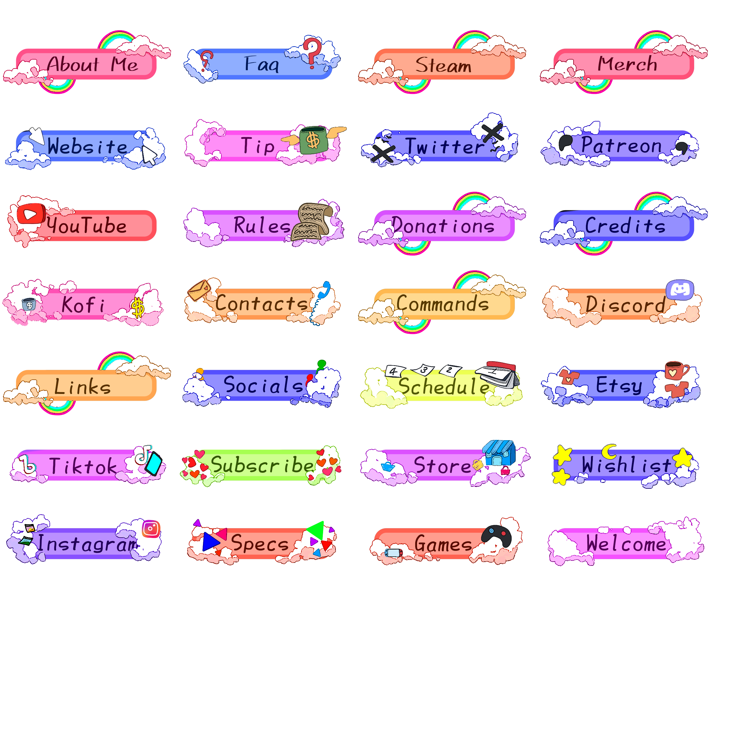 Cloud buttons for streaming setup - ibisPaint