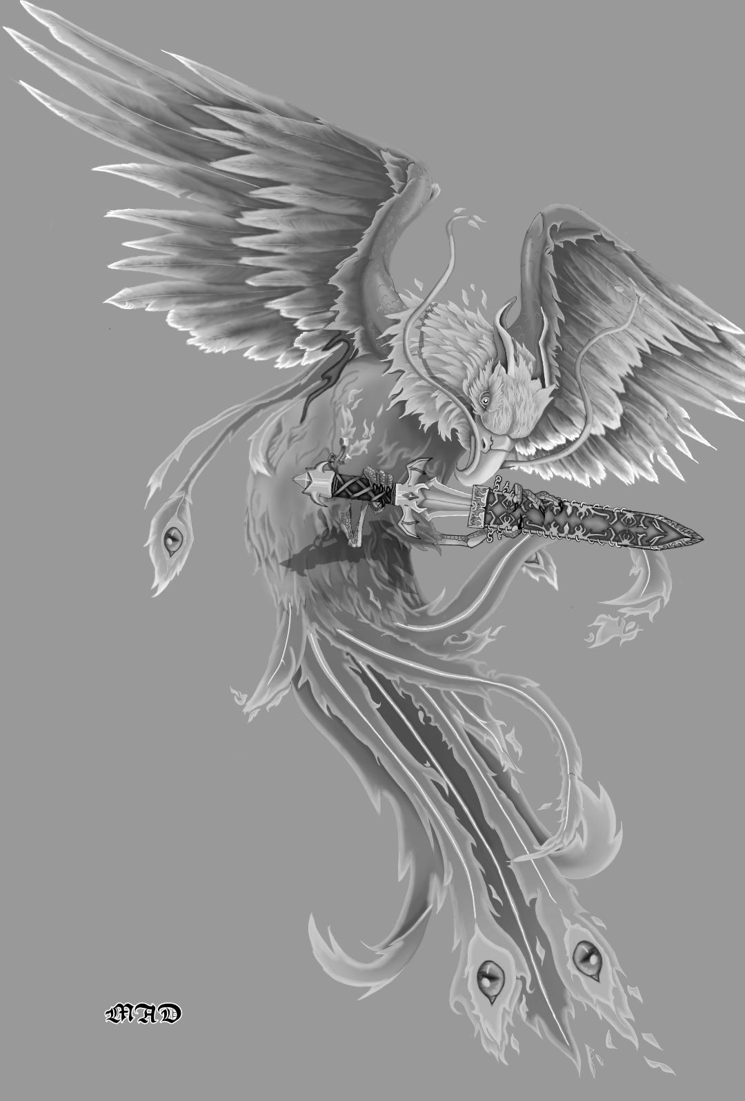 grayscale Phoenix - ibisPaint