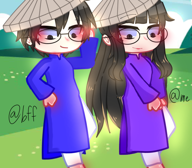 khi tui,bff thi cặp đôi áo dài cho lớp - ibisPaint