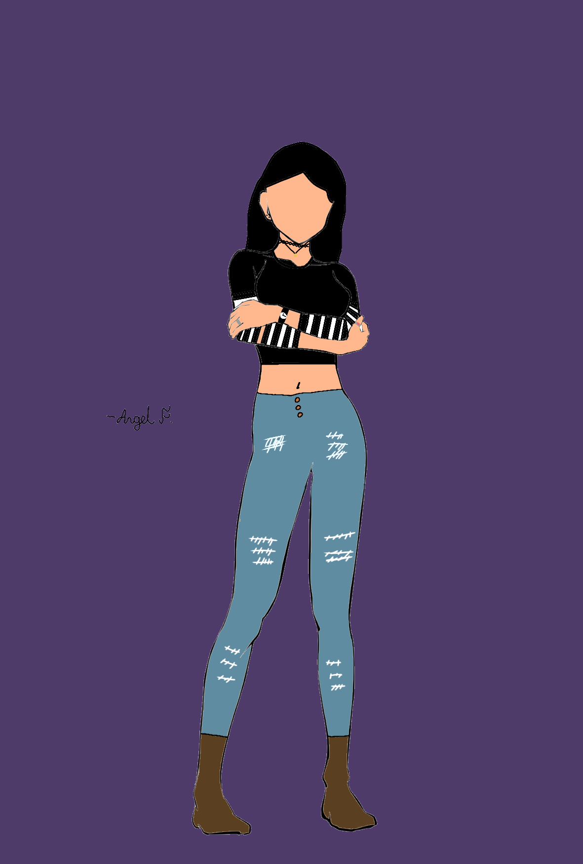 Gothic emo girl no face - ibisPaint