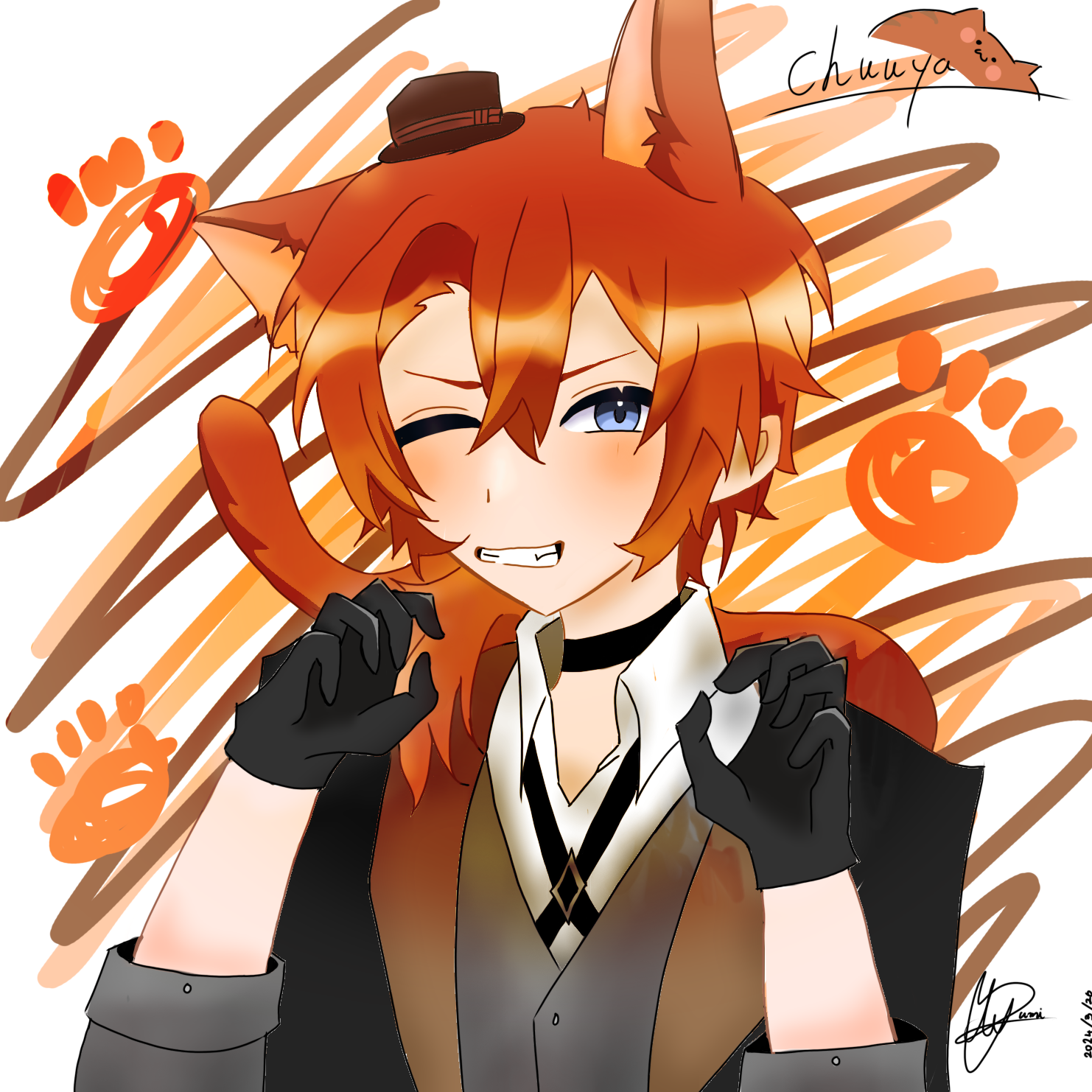 Chuuya as a cat - ibisPaint