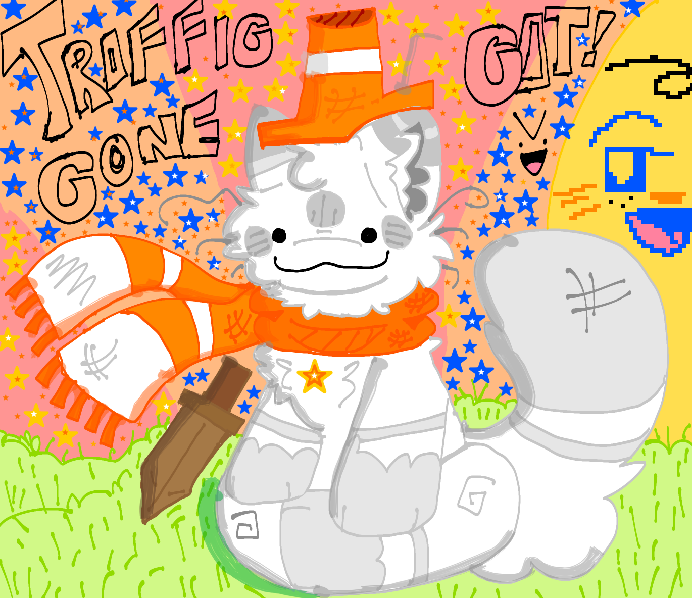 Traffic Cone Cat! - ibisPaint