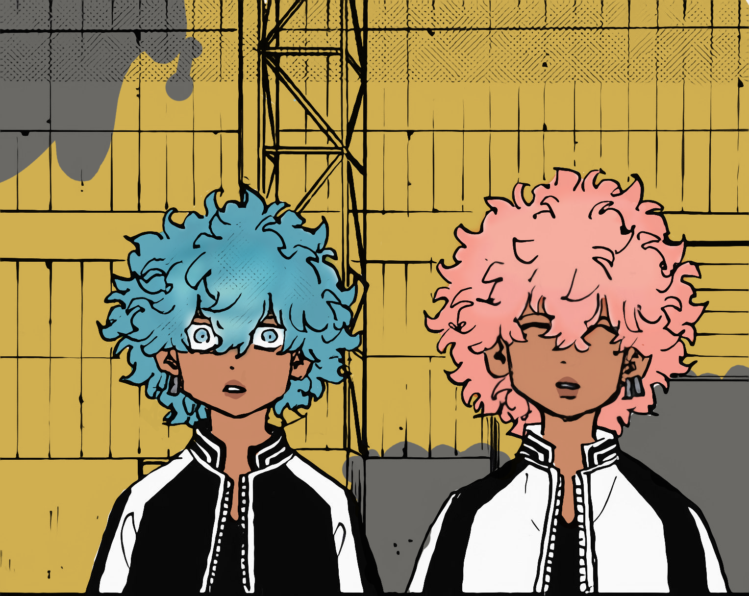 smiley and angry blasian manga panel - ibisPaint