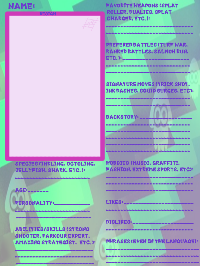 Splatoon Character Sheet (Free to use) - ibisPaint