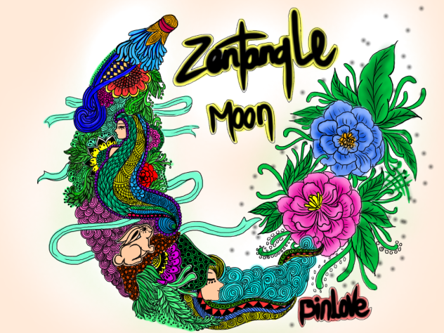 Drawing Zentangle - zentangle m00n - ibisPaint