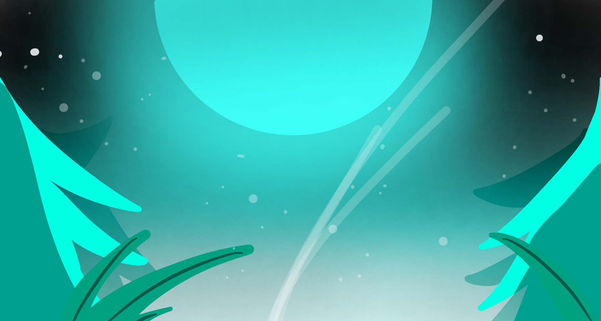 Mint moon, foggy, shooting star. - ibisPaint