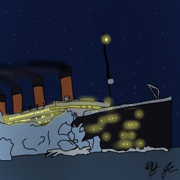 rms titanic hitting iceberg - ibisPaint
