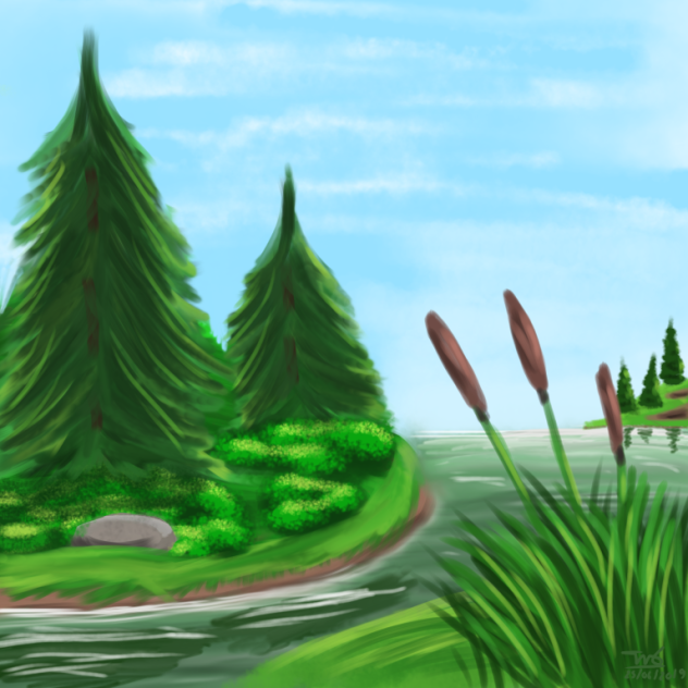 Blue sky lake - ibisPaint