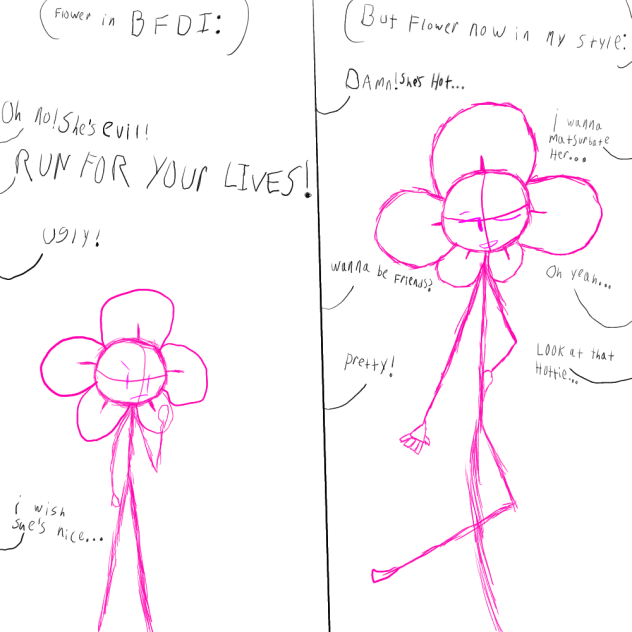 Flower In bfdi and flower now - ibisPaint