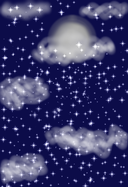 Noite de Lua cheia estrelada - ibisPaint